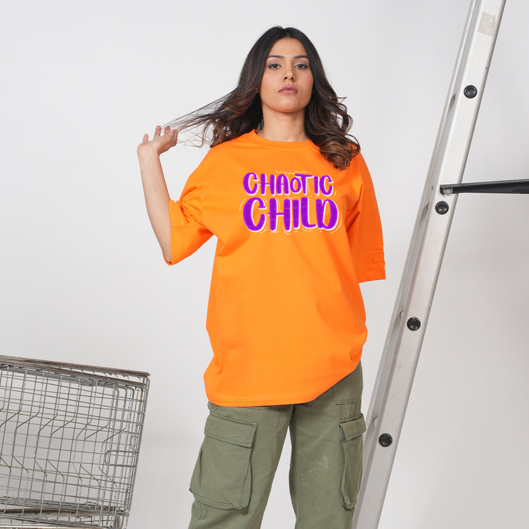 CHAOTIC CHILD ORANGE OVERSIZED T-SHIRT – Bloopers